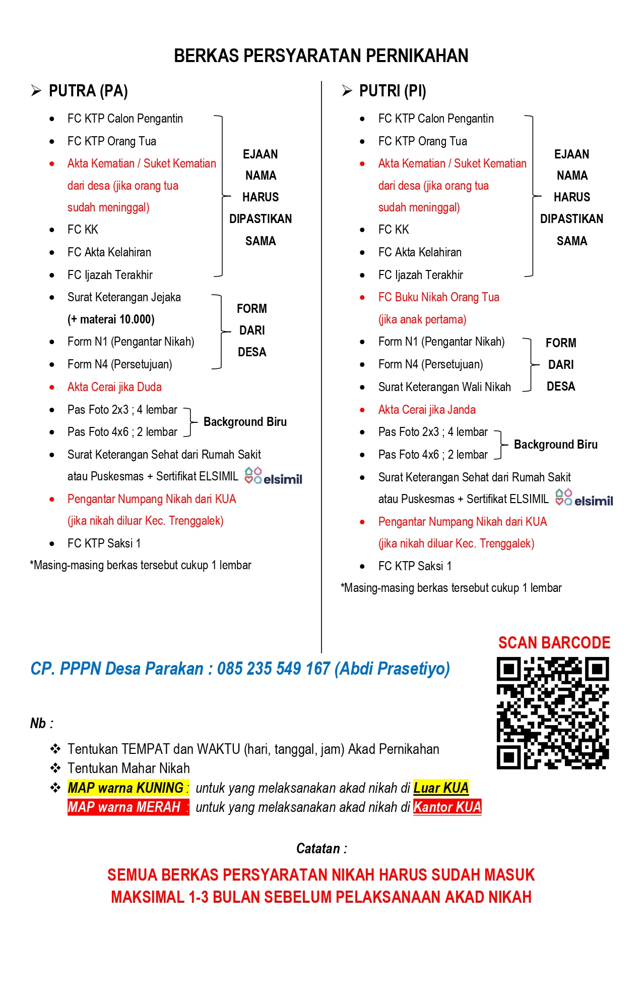 BERKAS PERSYARATAN NIKAH - Website Desa PARAKAN